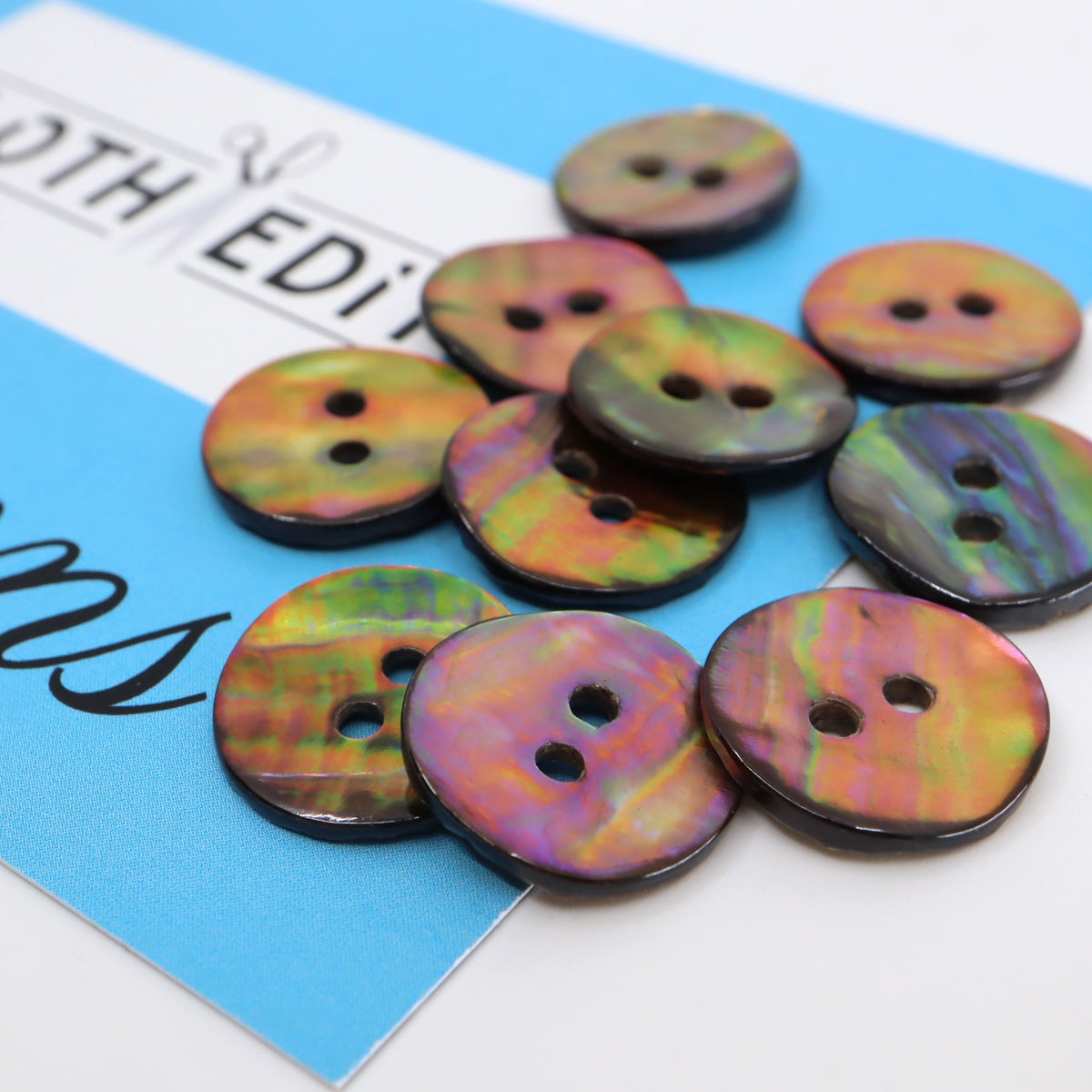 Buttons (Set of 10) - Abalone | Shell | 15mm – Cloth Edit