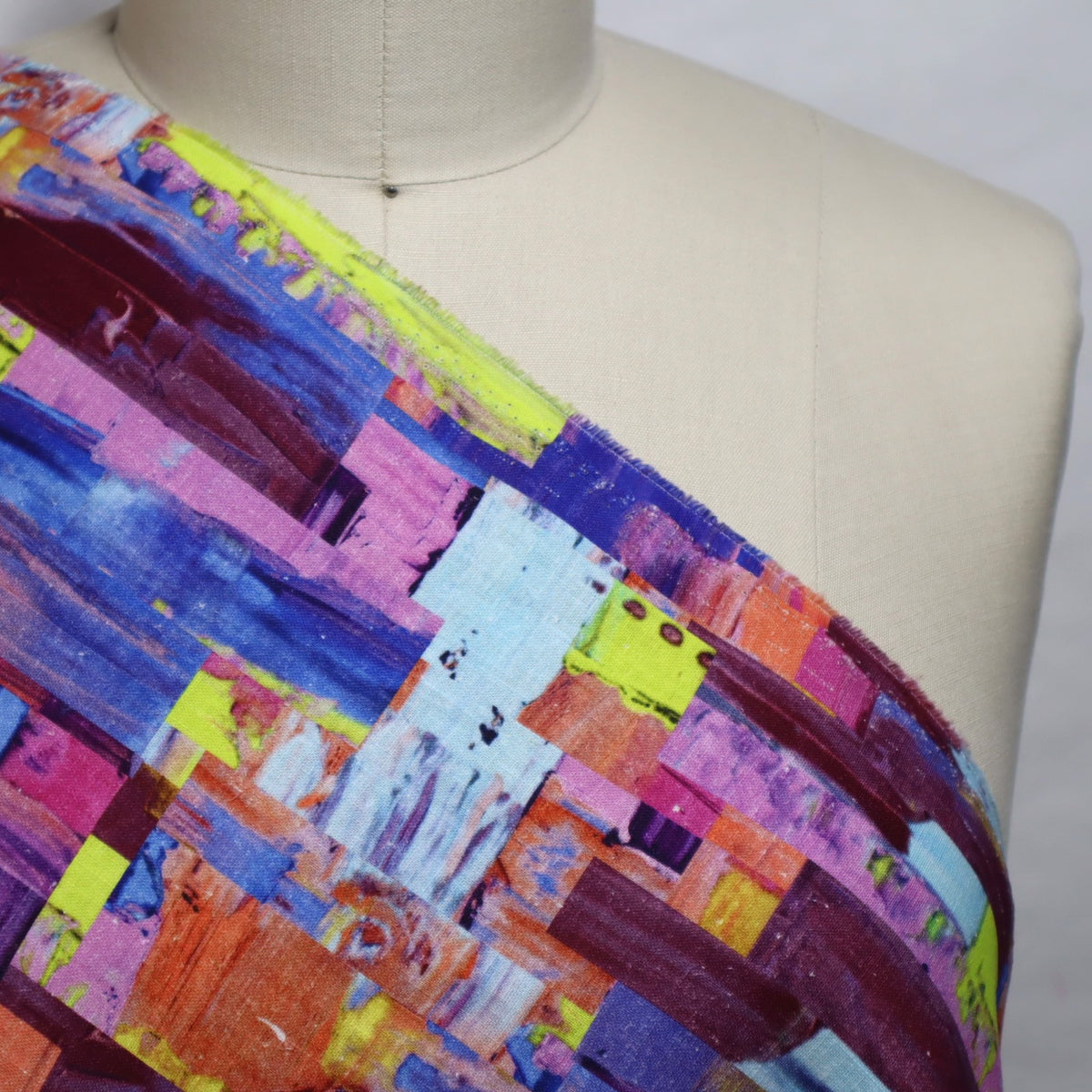 100% Linen - 'Painterly' – Multi | Pink & Purple – Cloth Edit