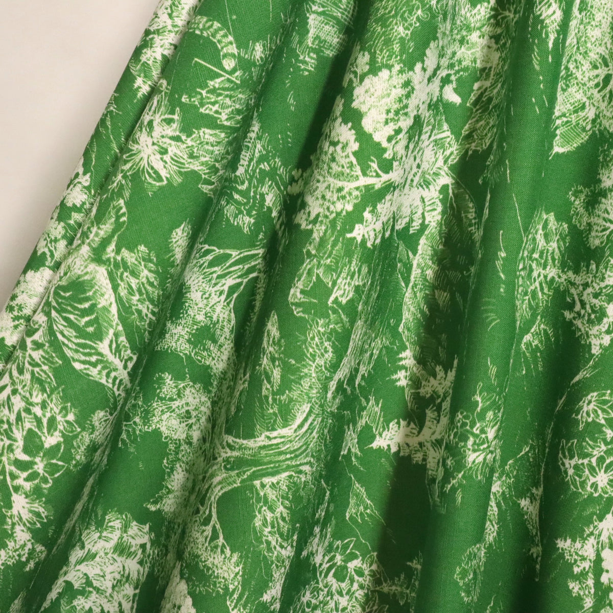 EXCLUSIVE 90% Linen 10% Silk –Toile de Jouy ~ 'Safari' Forest Green RE ...