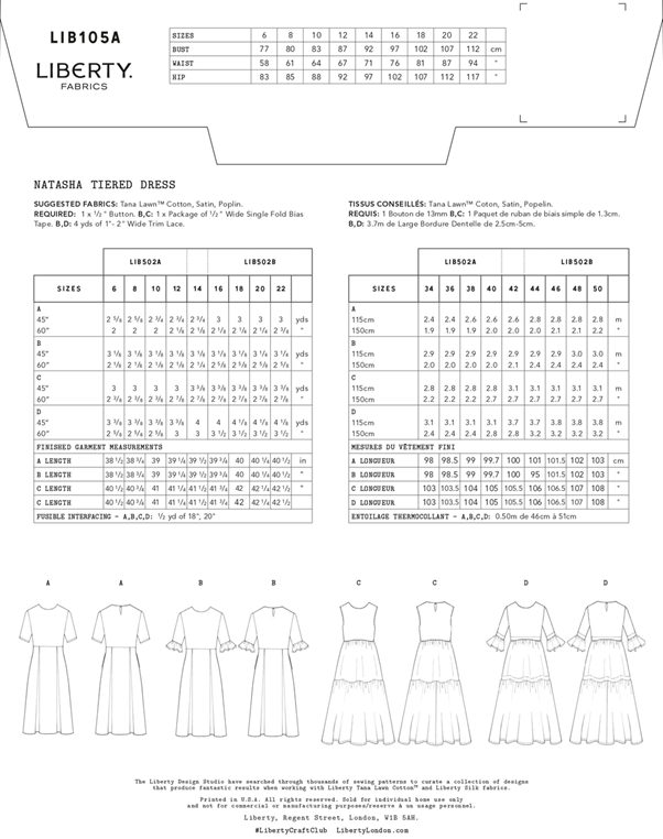 Liberty Fabrics Sewing Pattern - Natasha Tiered Dress (6-14) - 25% Off ...